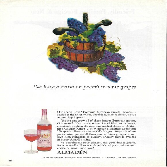 Almaden Wine | Art | 967 Almaden Wine Premium European Grapes Vintage ...